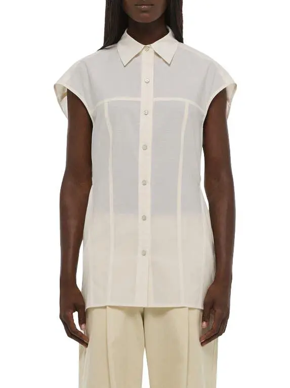 Helmut Lang Cap-sleeve Woven Shirt - Winter White