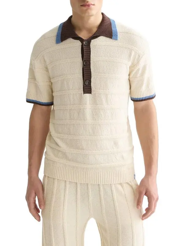Scotch & Soda Loose Fit Contrast Trim Polo - Eggnog