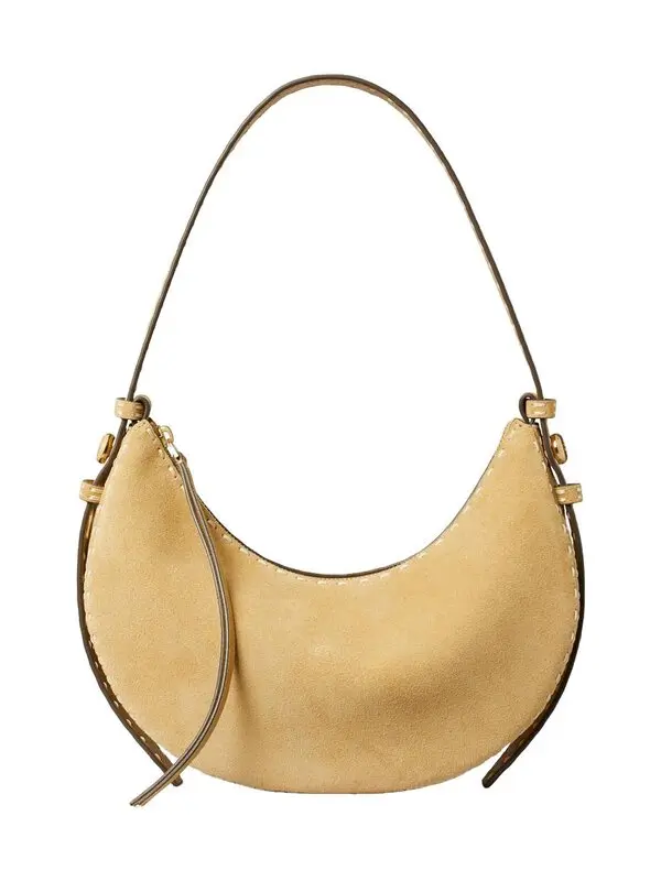 Tory Burch Romy Suede Half Moon Shoulder Bag - Butter