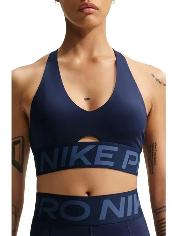 Nike Dri-fit Cutout Racerback Sports Bra - Midnight Navy/mystic Navy