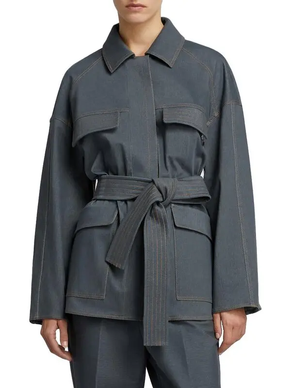 MM BY MAX MARA West Belted Jacket - Dark Grey