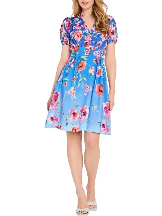 TAHARI ASL Floral Fit & Flare Dress - Peri Floral