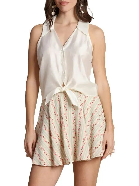 Avec Les Filles Sleeveless Tie-front Top - Off White