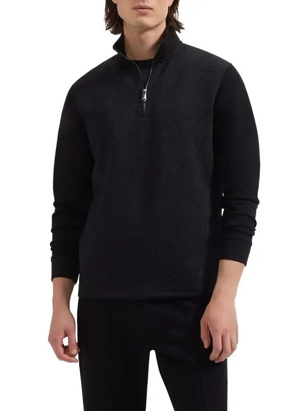 Bugatchi Soft Touch Quarter Zip Sweatshirt - Black