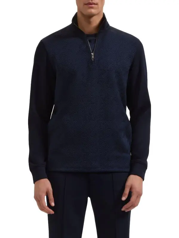 Bugatchi Soft Touch Quarter Zip Sweatshirt - Navy
