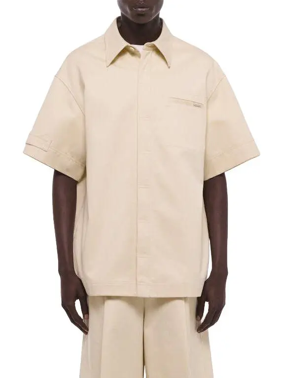 Helmut Lang Oversize Short Sleeve Button-up Shirt - Oatmeal