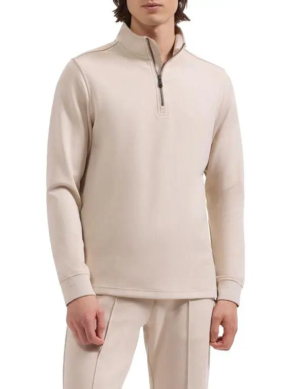 Bugatchi Quarter-zip Soft Touch Sweatshirt - Almond