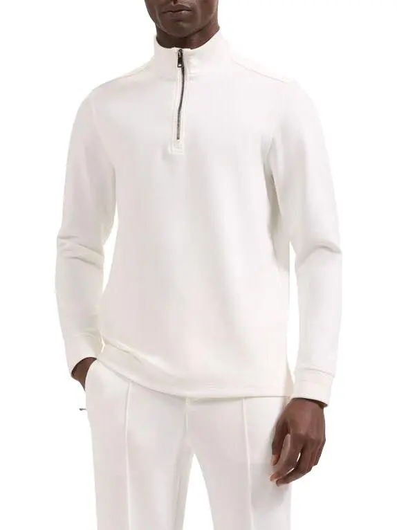 Bugatchi Quarter-zip Soft Touch Sweatshirt - Chalk