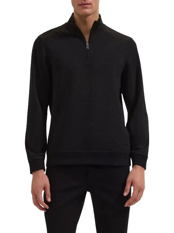 Bugatchi Quarter Zip Sweatshirt - Black