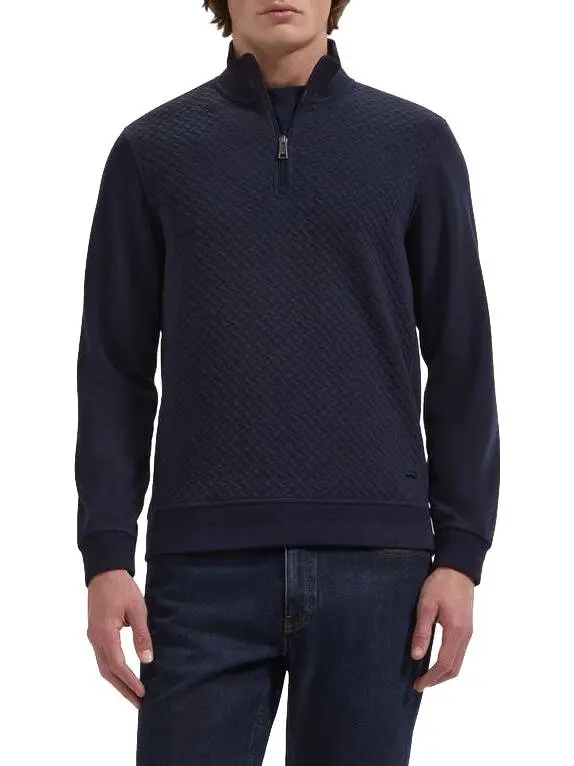 Bugatchi Quarter Zip Sweatshirt - Navy