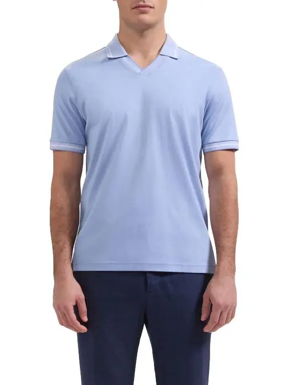 Bugatchi Pima Cotton Johnny Collar Polo - Air Blue