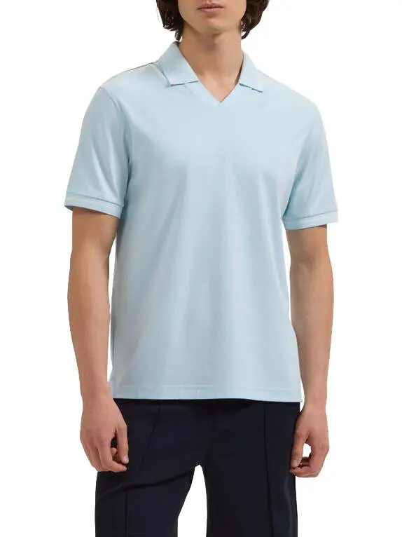 Bugatchi Pima Cotton Johnny Collar Polo - Sea Spray