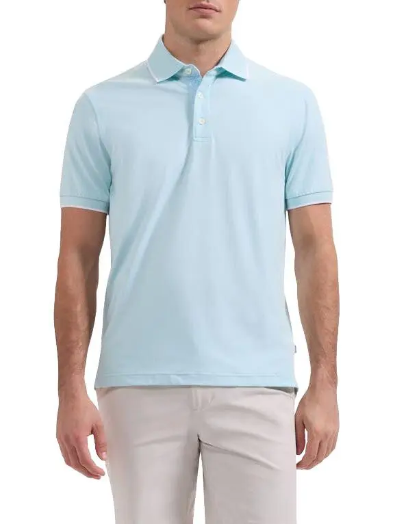Bugatchi Performance Tipped Polo - Aqua