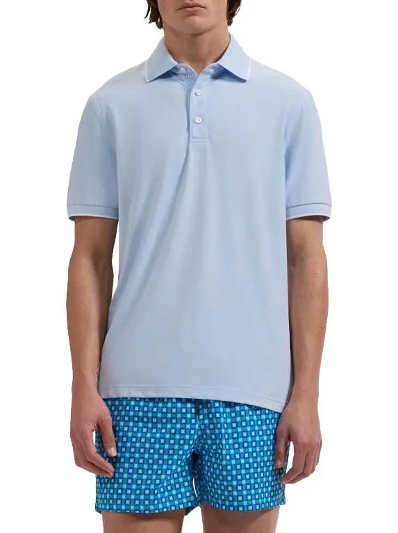 Bugatchi Performance Tipped Polo - Vista Blue