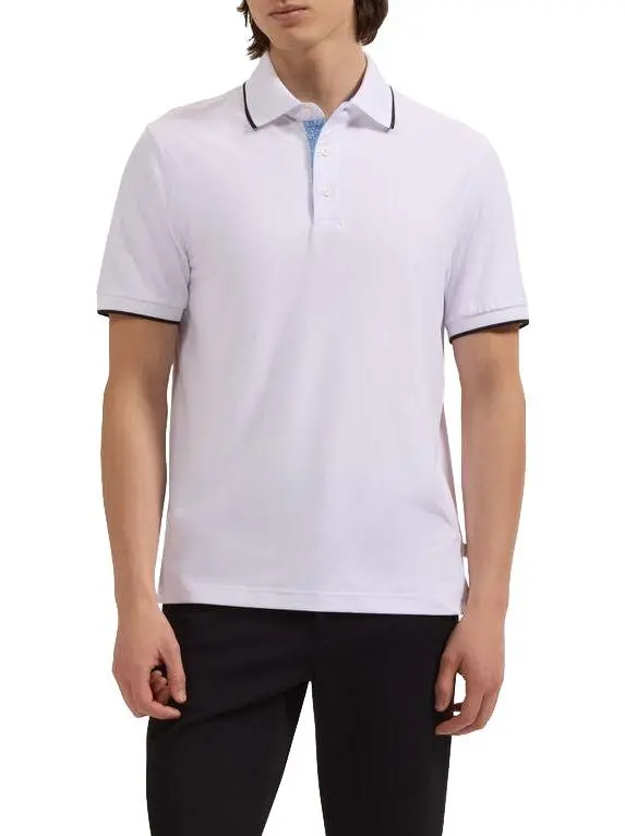 Bugatchi Performance Tipped Polo - White