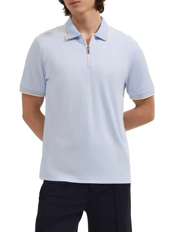 Bugatchi Quarter Zip Polo - Ice