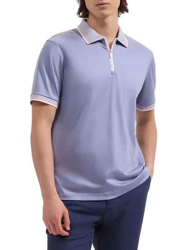 Bugatchi Quarter Zip Polo - Orchid
