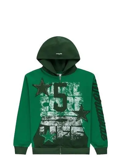 SP5DER Triple 5 Stitch Zip Up Hoodie - Green