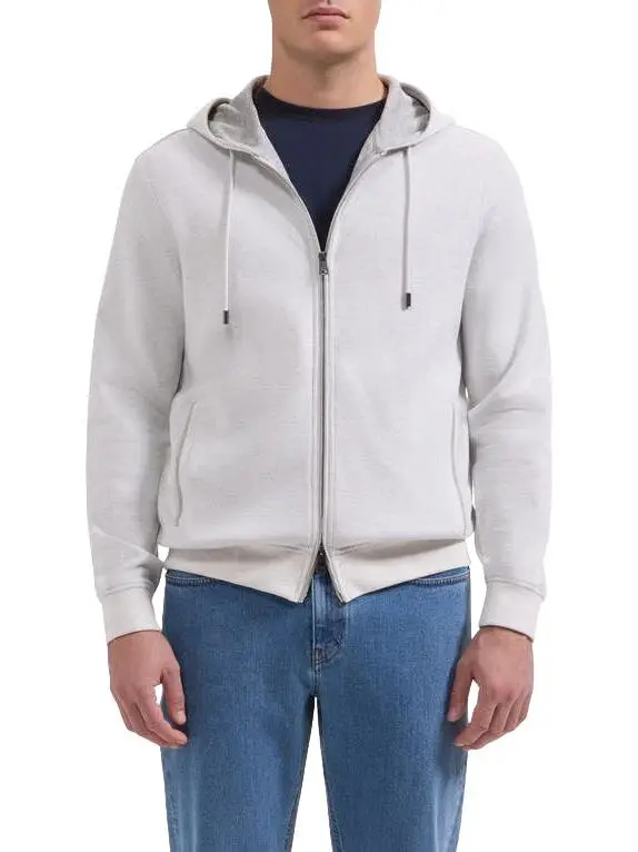 Bugatchi Piqué Zip Hoodie - Chalk