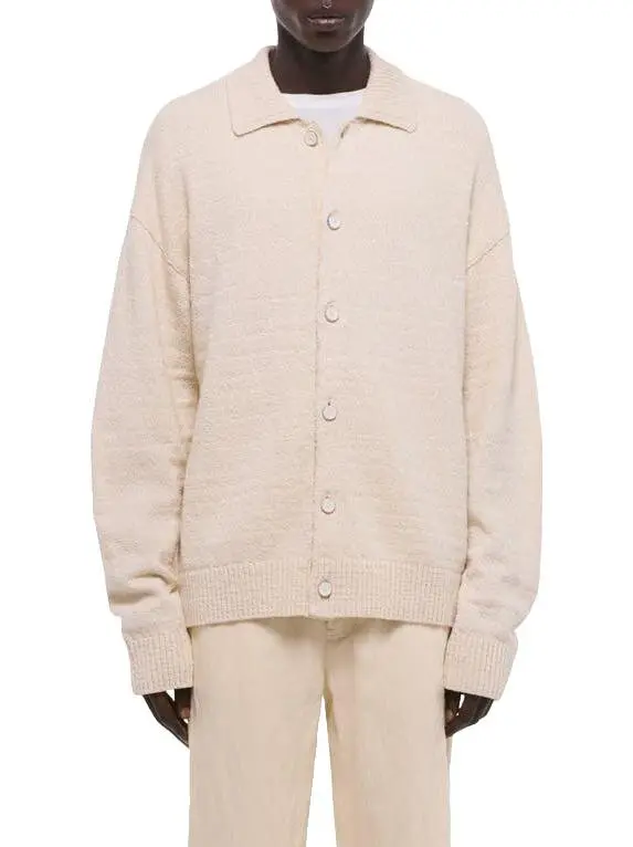 Helmut Lang Wool & Cotton Blend Slub Cardigan - Natural