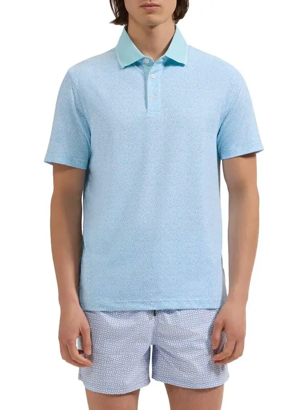 Bugatchi Performance Floral Polo - Aqua
