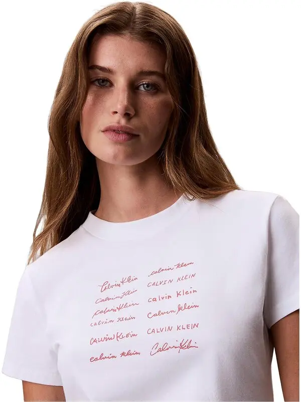 Calvin Klein Logo Graphic Slim T-shirt - Bright White
