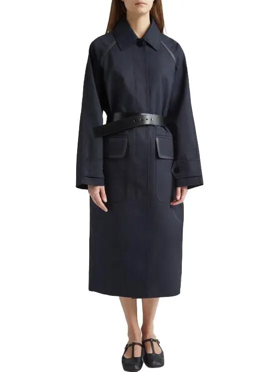 NACKIYE Virgin Wool Gabardine Trench Coat - Midnight Noir