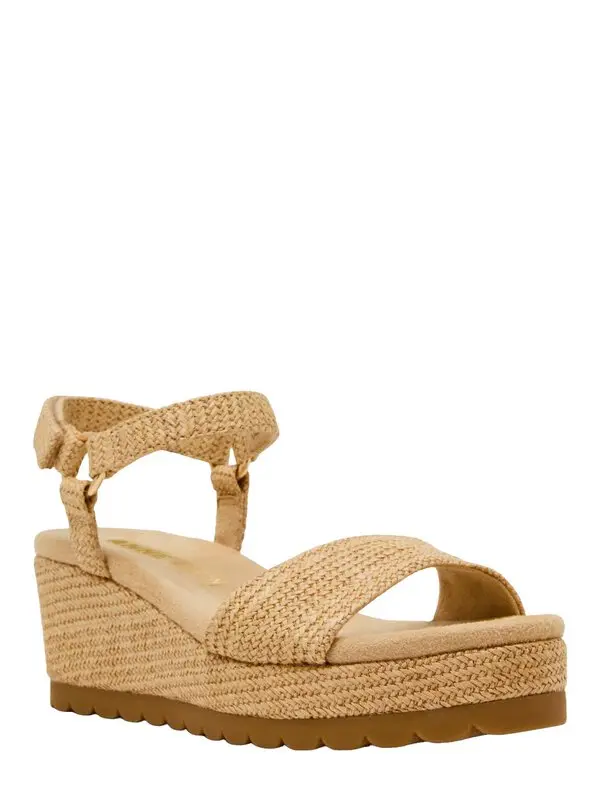 Anne Klein Natasia Platform Wedge Sandal - Raffia