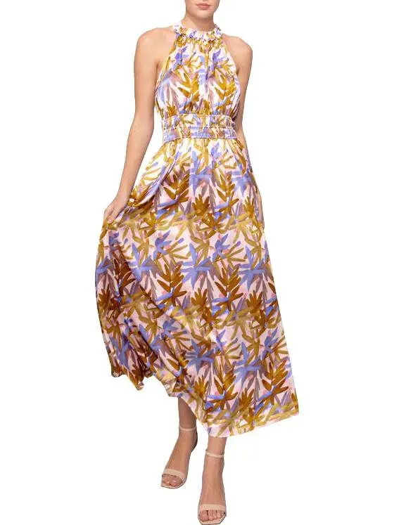 MELLODAY Printed Ruffle Sleeveless Maxi Dress - Blush Multi