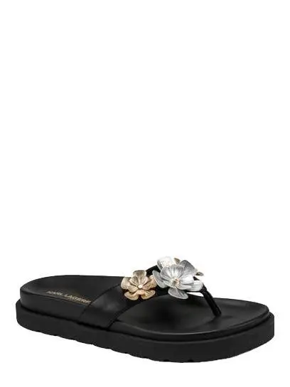 Karl Lagerfeld Paris Hayze Fleur Flip Flop - Black