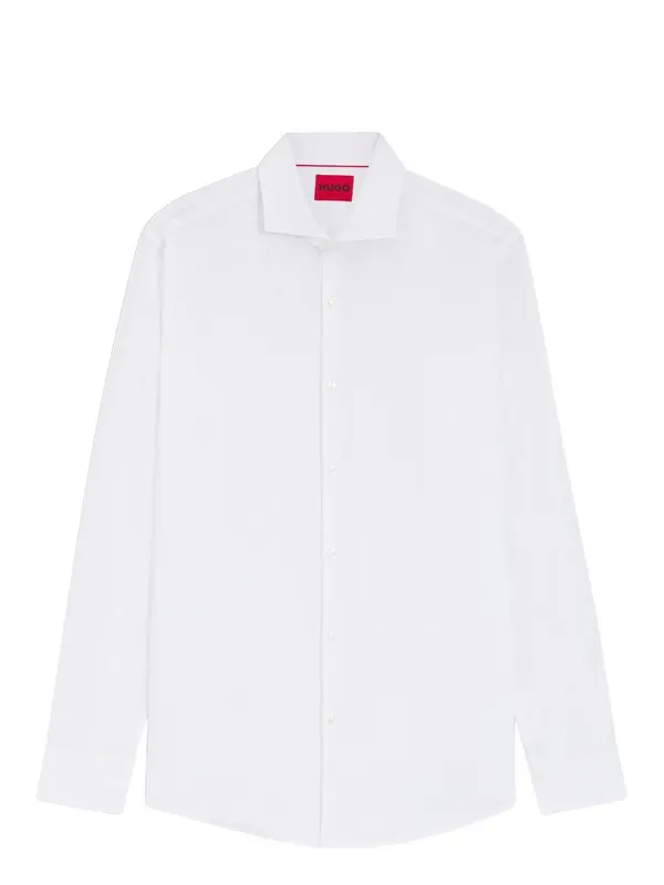Hugo Slim-fit Shirt In Cotton And Linen - White
