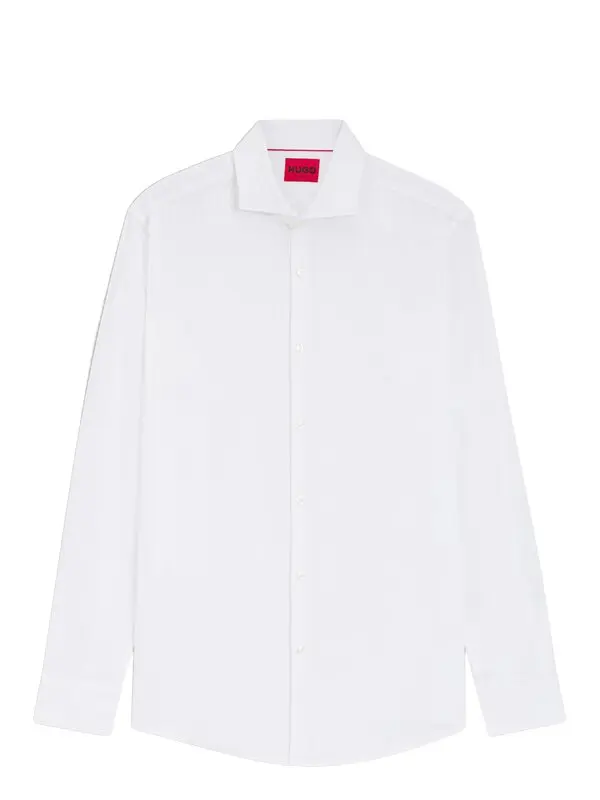 Hugo Slim-fit Shirt In Cotton And Linen - White
