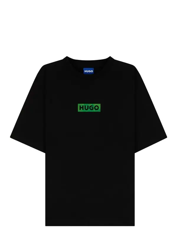 Hugo Cotton-jersey T-shirt With Printed Artwork - Black