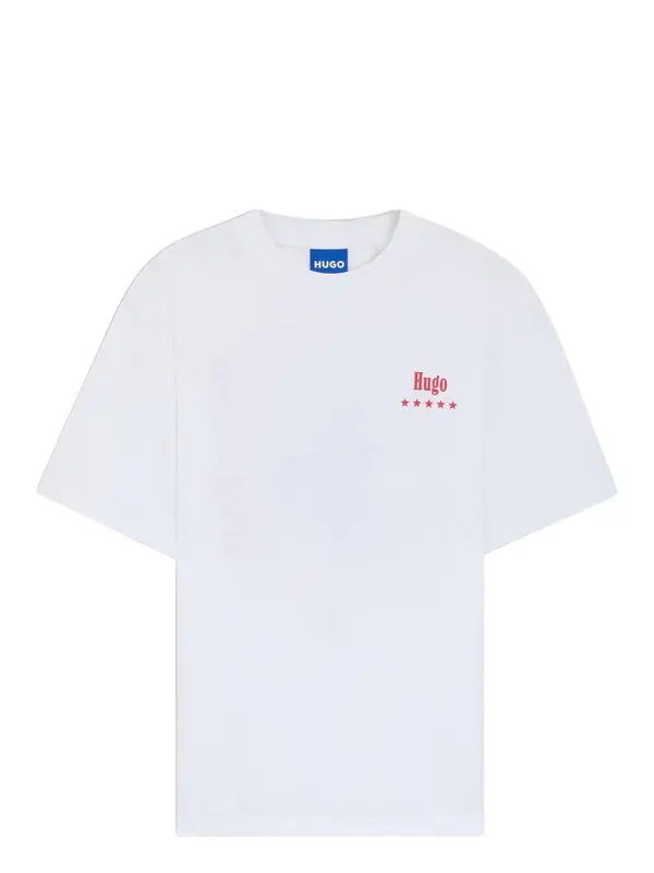 Hugo Cotton-jersey T-shirt With Printed Artwork - White