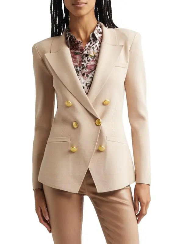 L'Agence Amelia Knit Blazer - Light Cappuccino/gold