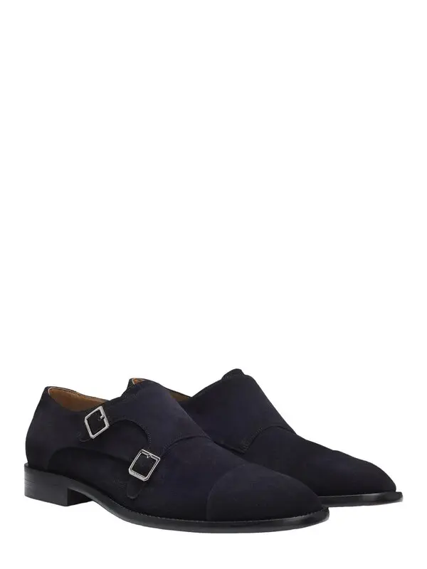 BOSS Suede Monk Strap Shoes - Dark Blue