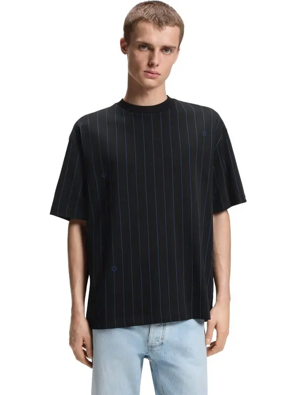 Hugo Cotton-jersey T-shirt With Happy's And Stripe - Black