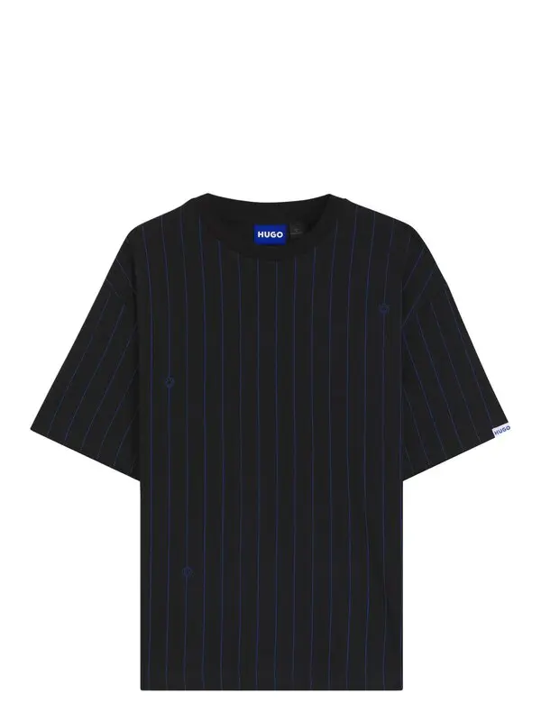 Hugo Cotton-jersey T-shirt With Happy And Stripe - Black