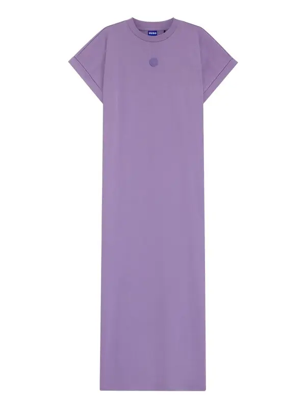 Hugo Cotton Jersey T-shirt Dress With Logo - Purple