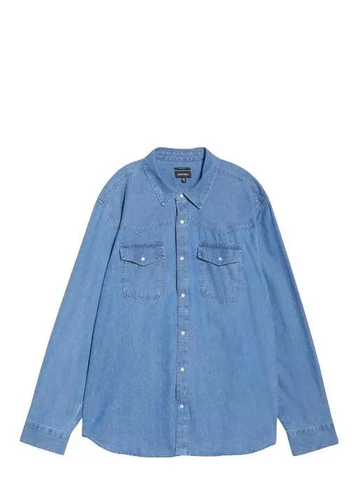 Brixton Waylon Denim Snap-up Western Shirt - Med Wash Chambrey