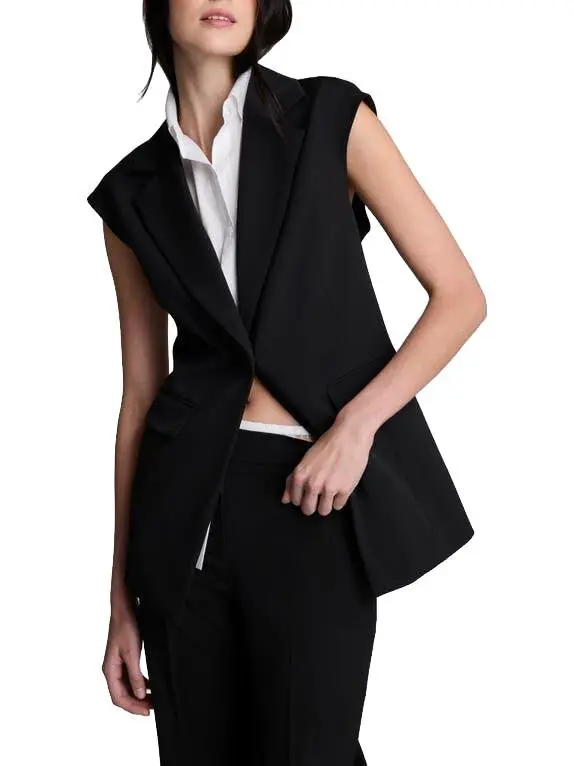 KENNETH COLE Stretch-twill Vest With Inset Shirt - Black/pure White