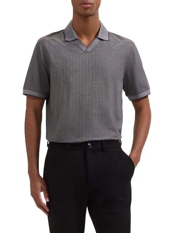 Bugatchi Tipped Johnny Collar Polo - Black