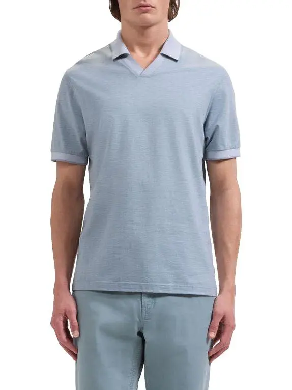 Bugatchi Tipped Johnny Collar Polo - Shark