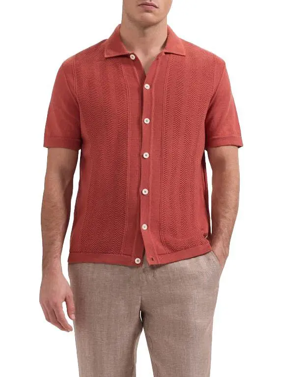 Bugatchi Short Sleeve Cotton Cardigan - Sienna