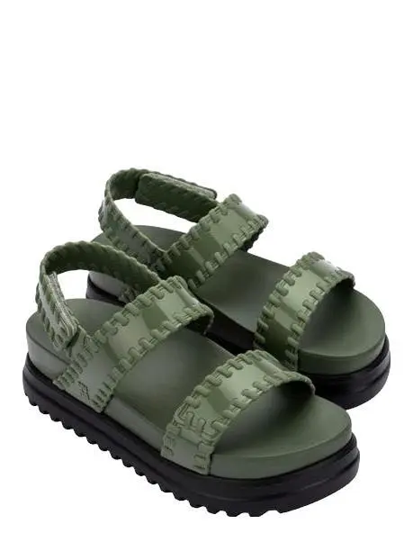 Melissa Dune Quarter Strap Platform Sandal - Black/green