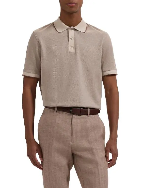 Bugatchi Three Button Cotton Polo - Almond