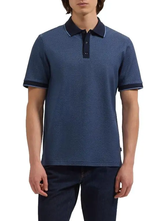 Bugatchi Three Button Cotton Polo - Navy