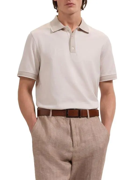 Bugatchi Jacquard Cotton Polo - Limestone