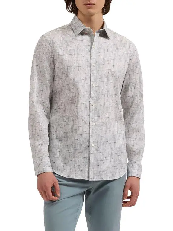 Bugatchi Julian Shaped Fit Abstract Geo Print Stretch Cotton Button-up Shirt - Shark
