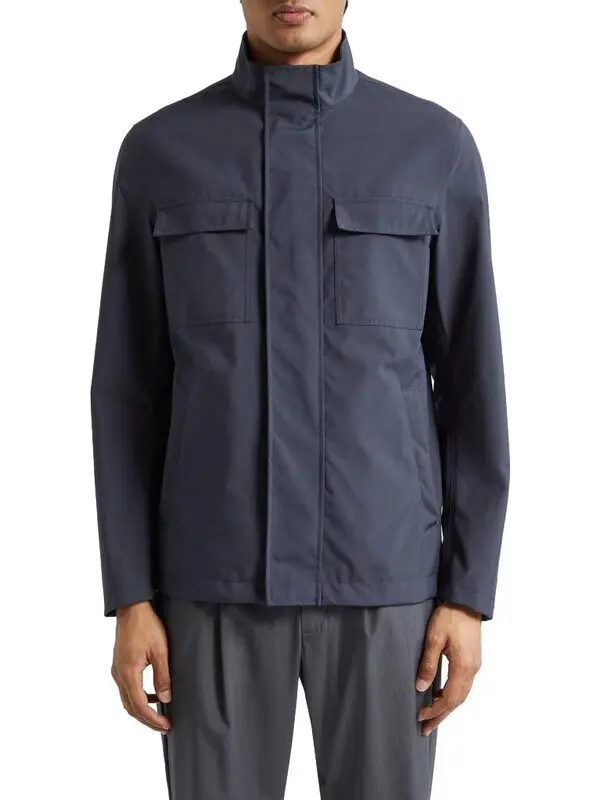 Herno Relaxed-fit Utility Jacket - Navy/camel